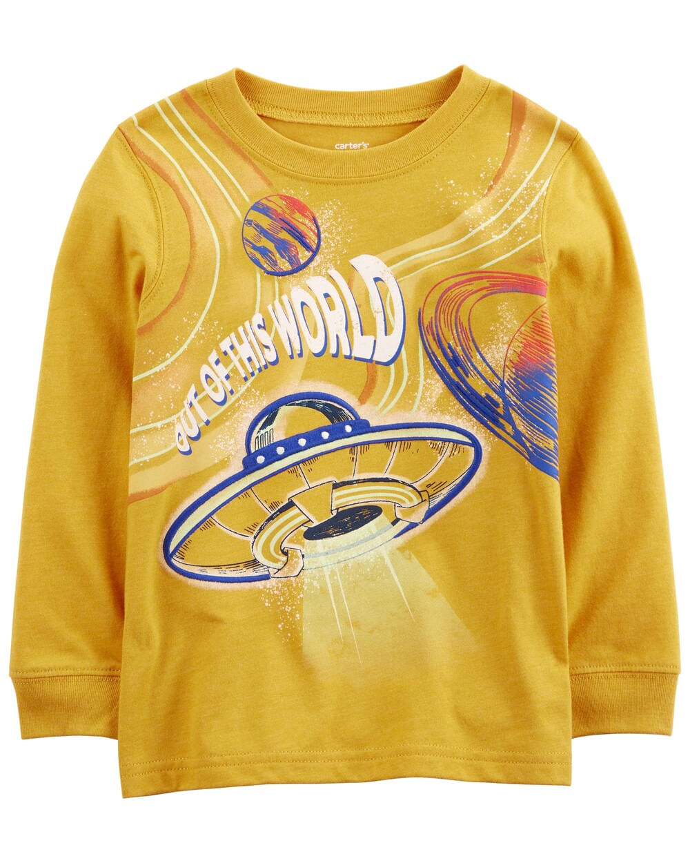 Playera De Jersey Con Estampado De Nave Espacial Amarillo 2R327110|Carter's