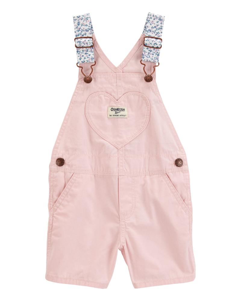 Overol Corto De Punto Estampado Corazón Rosa 2S464310|Oshkosh B'gosh
