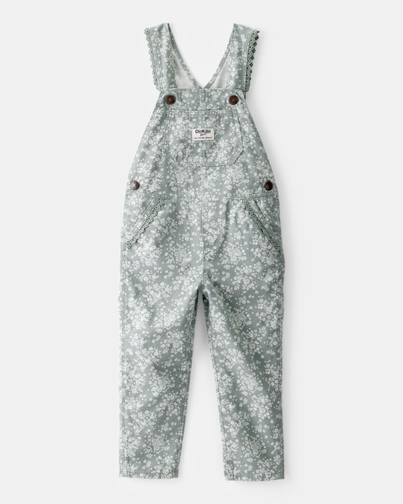 Overol De Lona Ligera En Verde Con Estampado Floral 2T323710|Oshkosh B'gosh
