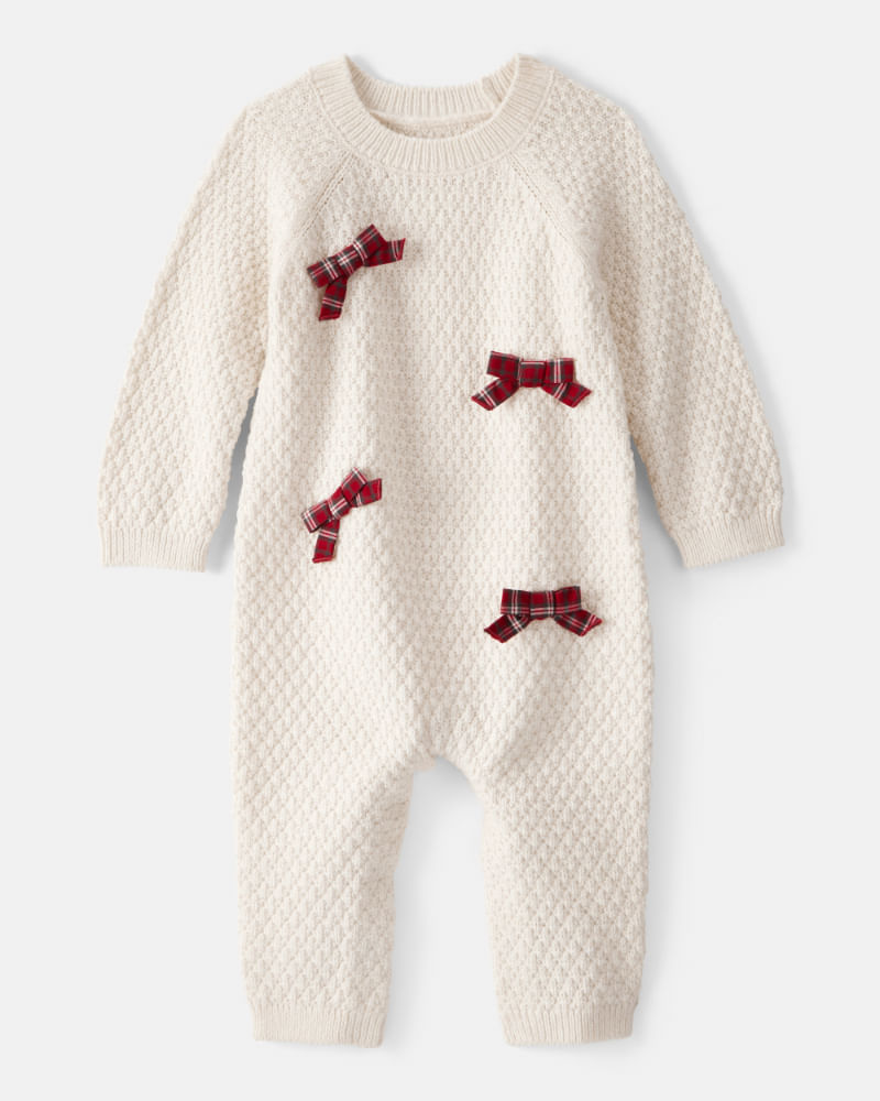 Mameluco De Manga Larga Y Moñito En Blanco 1T558010|Carter's